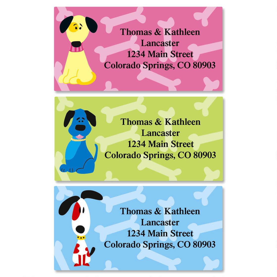 Colorful Dogs Border Address Labels | Current Catalog
