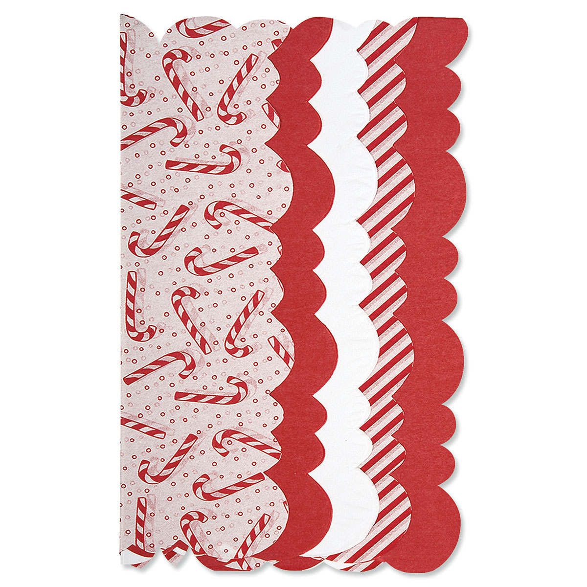Candy Cane Fun Scalloped Edge Tissue Paper Sheets CT040 | Current Catalog