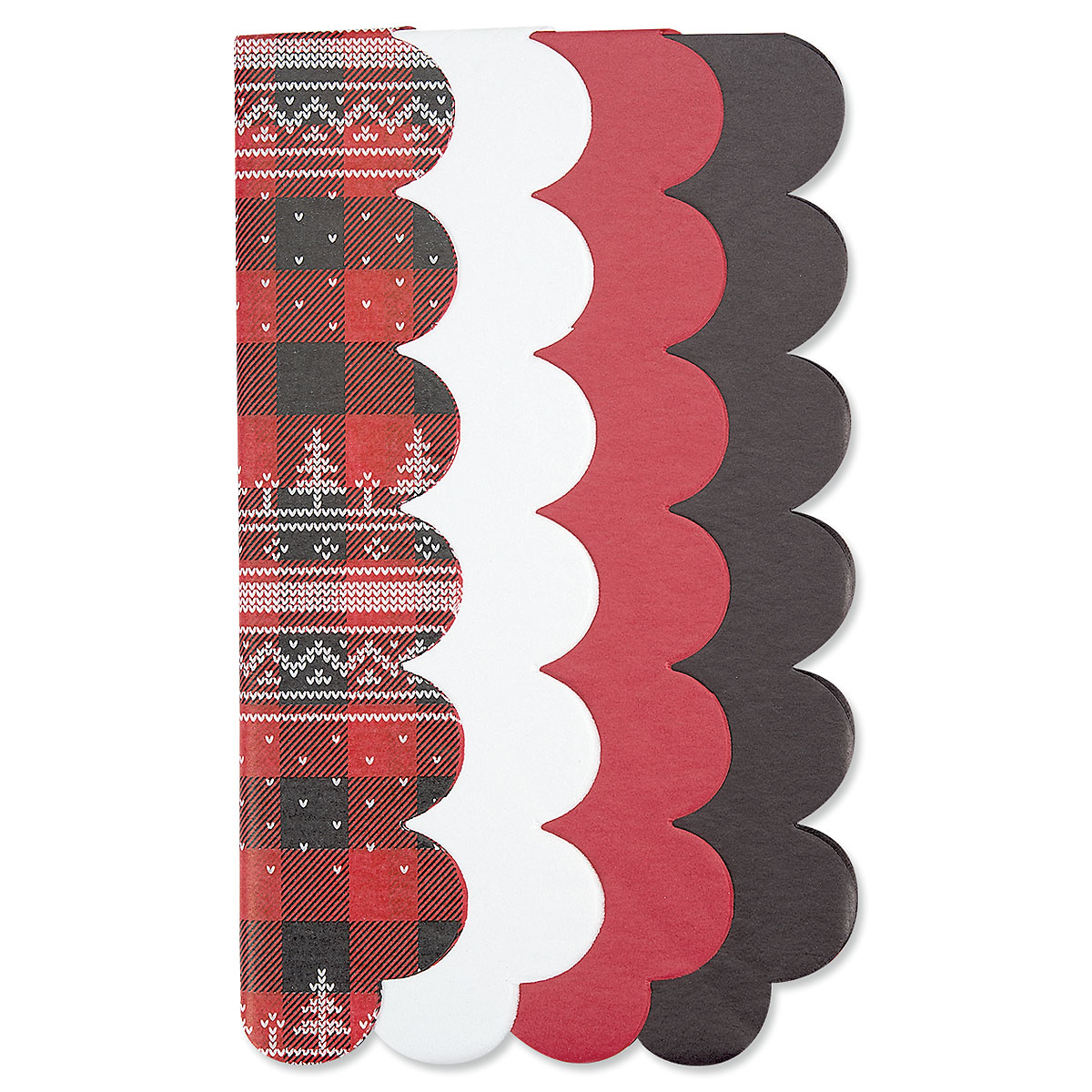 Buffalo Plaid Sweater Scalloped Edge Tissue Paper Sheets | Current Catalog