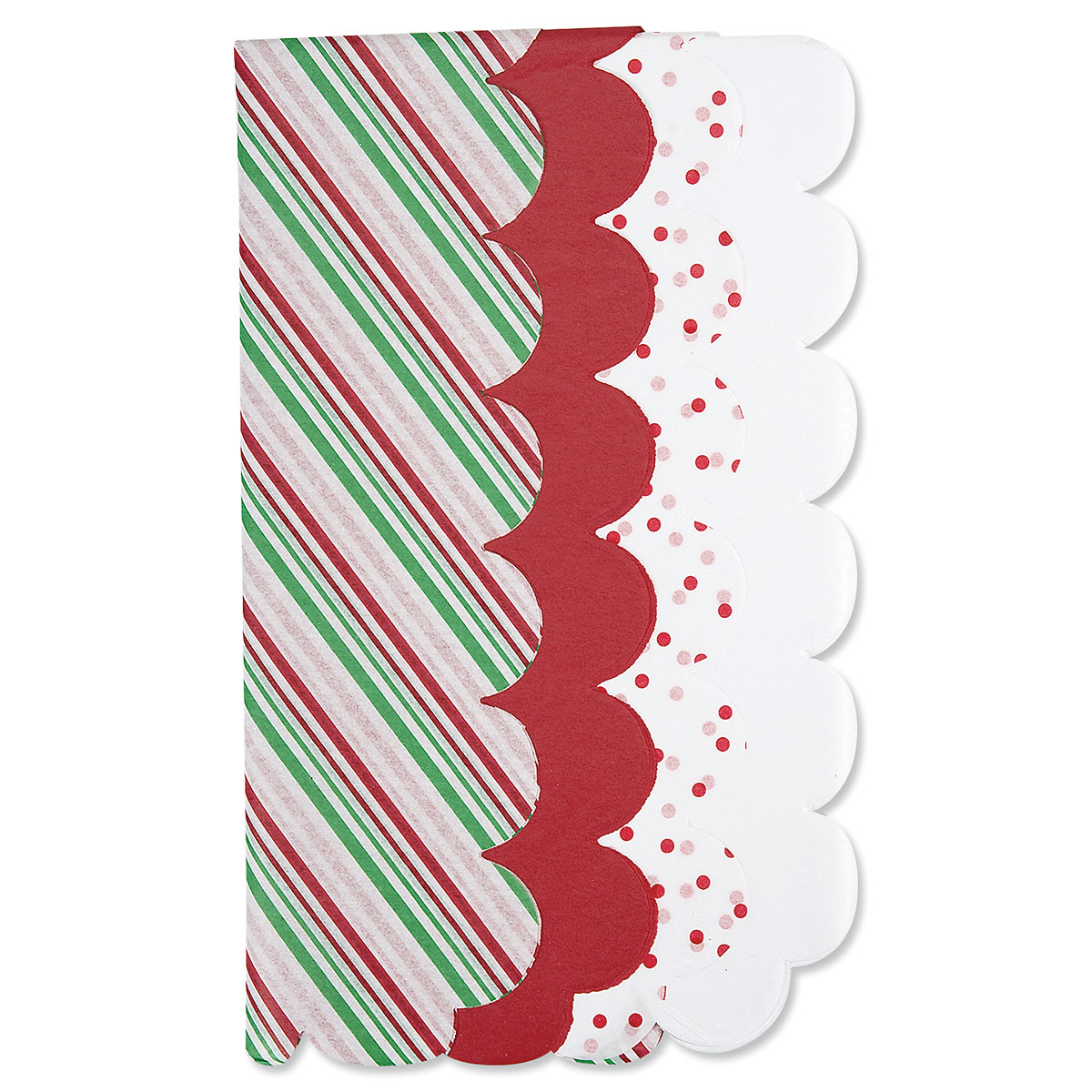 Seasonal Stripes & Dot Scalloped Edge Tissue Paper Sheets | Current Catalog