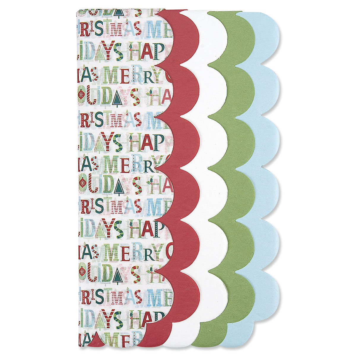 Fun Holiday Wishes Scalloped Edge Tissue Paper Sheets | Current Catalog
