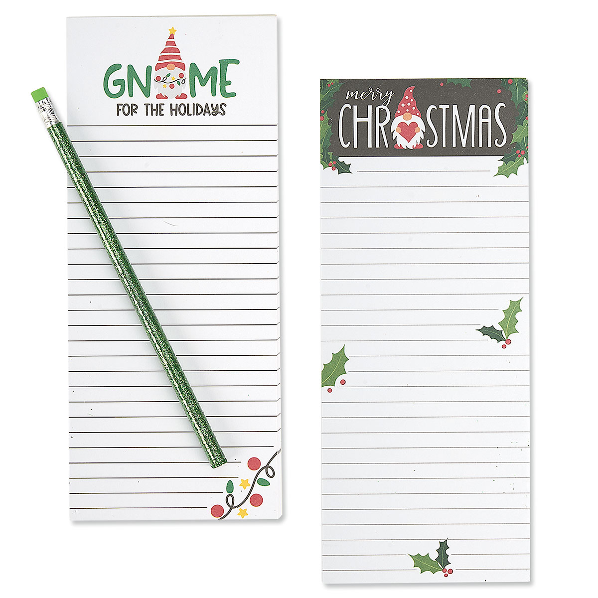 Gnome for the Holidays Shopping List Pads with Glitter Green Pencil ...