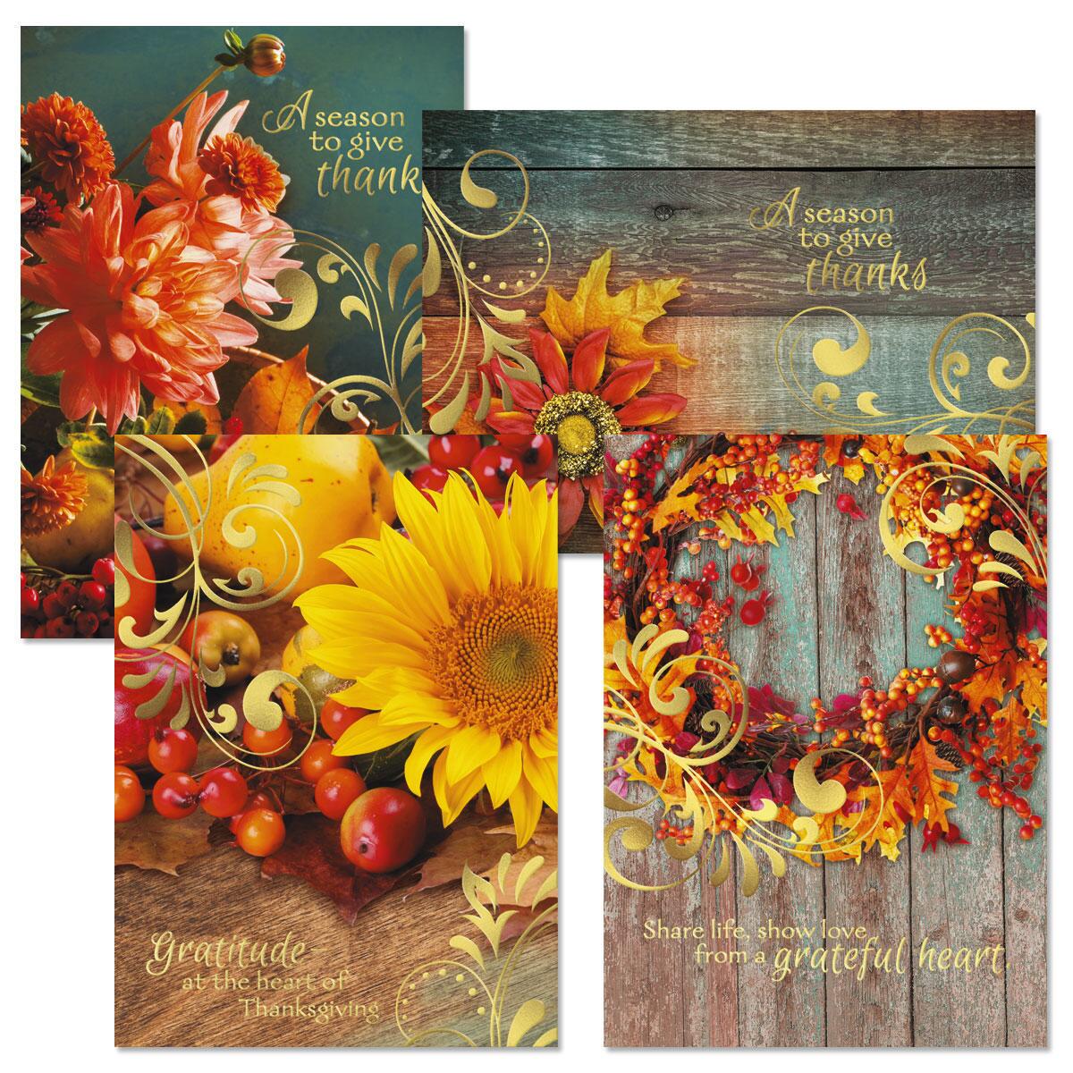 Deluxe Foil Autumn Photo Thanksgiving Cards | Current Catalog
