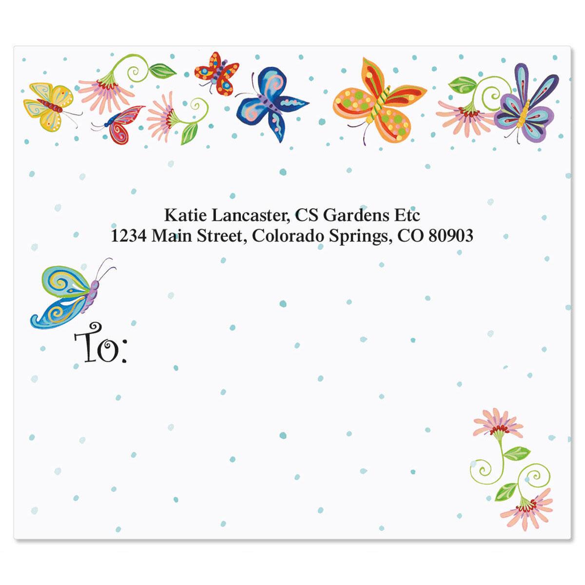 Floral Butterflies Mailing Package Label | Current Catalog