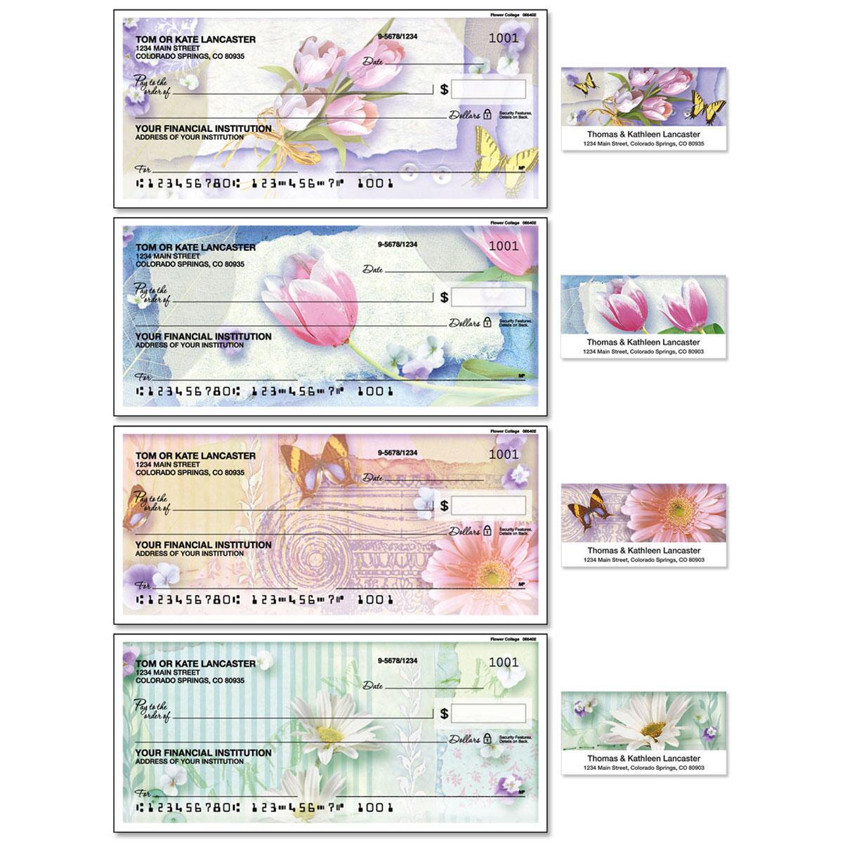 Floral Collage Single Checks with Matching Address Labels | Current Catalog