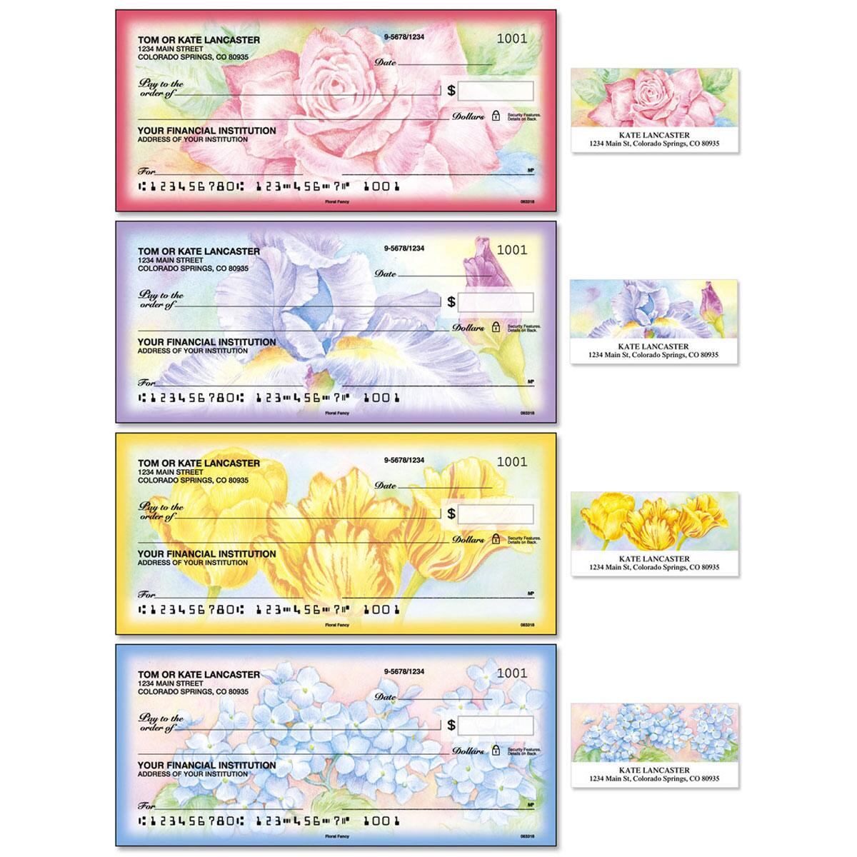 Floral Fancy Duplicate Checks with Matching Address Labels | Current Catalog