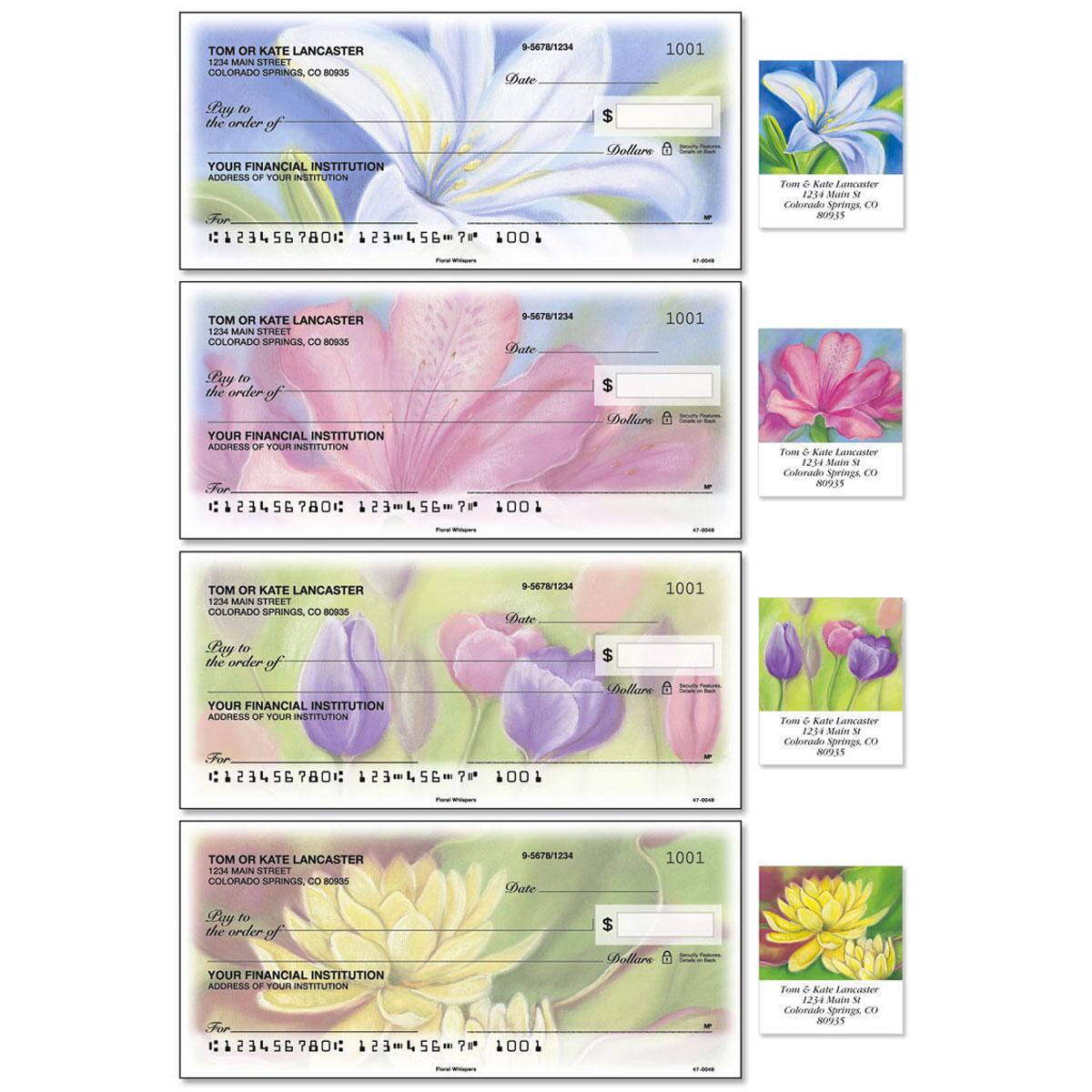 Floral Whispers Duplicate Checks with Matching Address Labels | Current Catalog