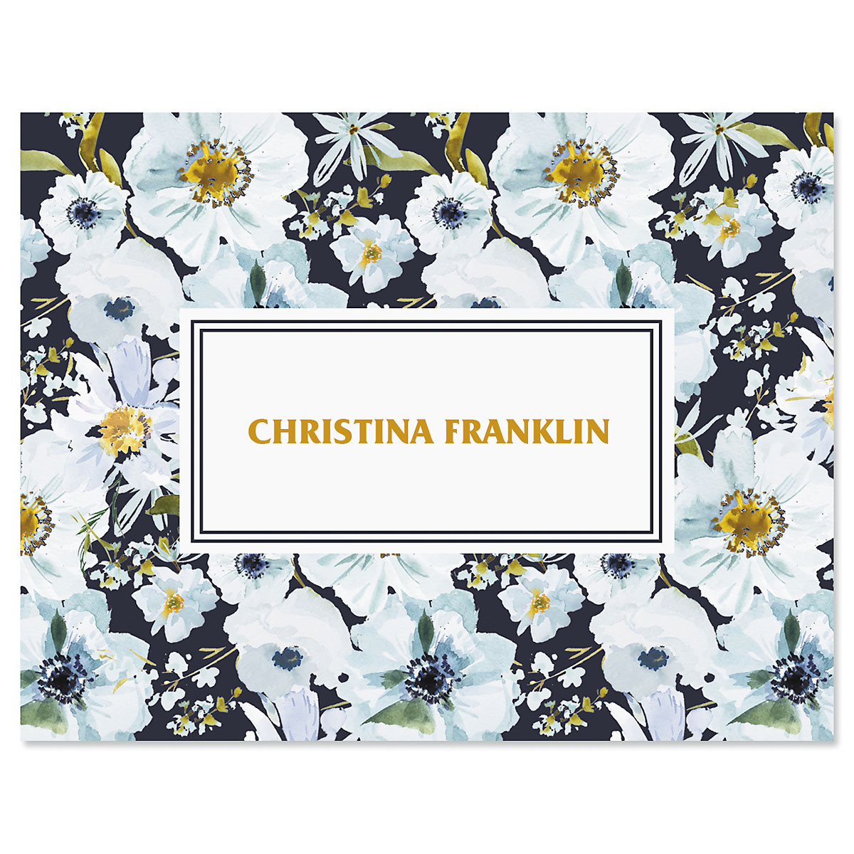 Midnight Blooms Personalized Note Cards by FineStationery | Current Catalog