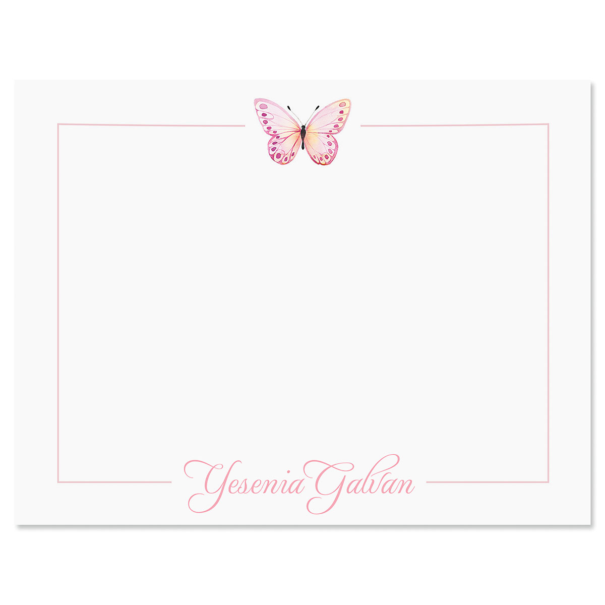 Pink Butterfly with Border Correspondence Cards by FineStationery ...