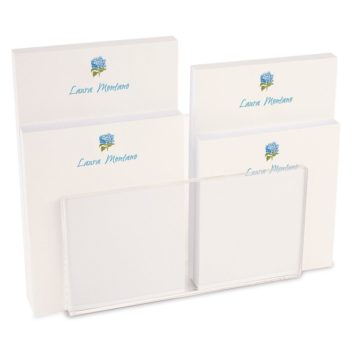 Hydrangea Personalized Notepad Set & Acrylic Holder | Current Catalog