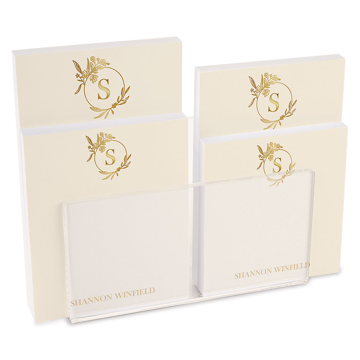 Wreath with Initial Personalized Notepad Set by FineStationery | Current Catalog
