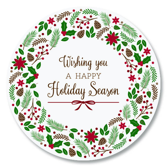 Christmas Wreath Round Return Address Labels | Current Catalog