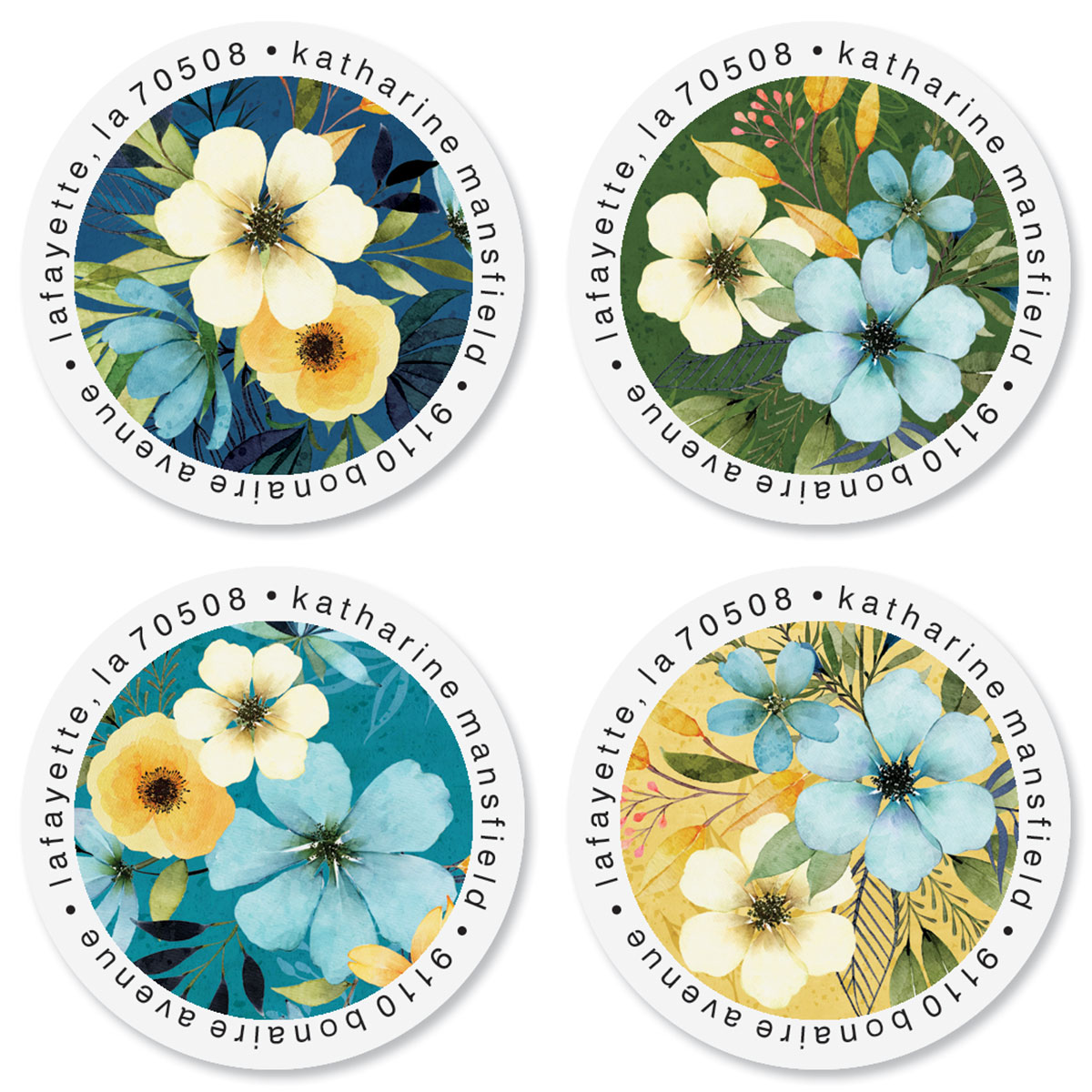 Blue Sunrise Round Address Labels | Current Catalog