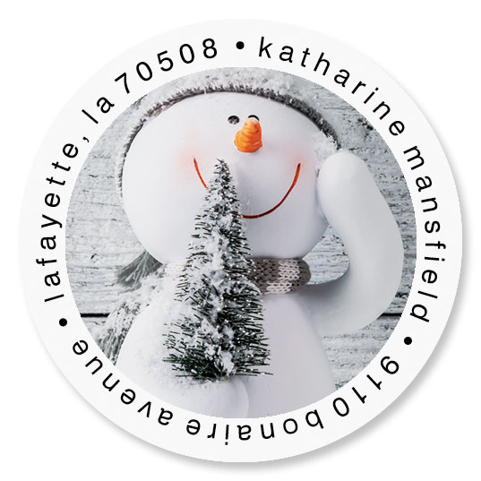 Cute Snowman Round Address Labels | Current Catalog