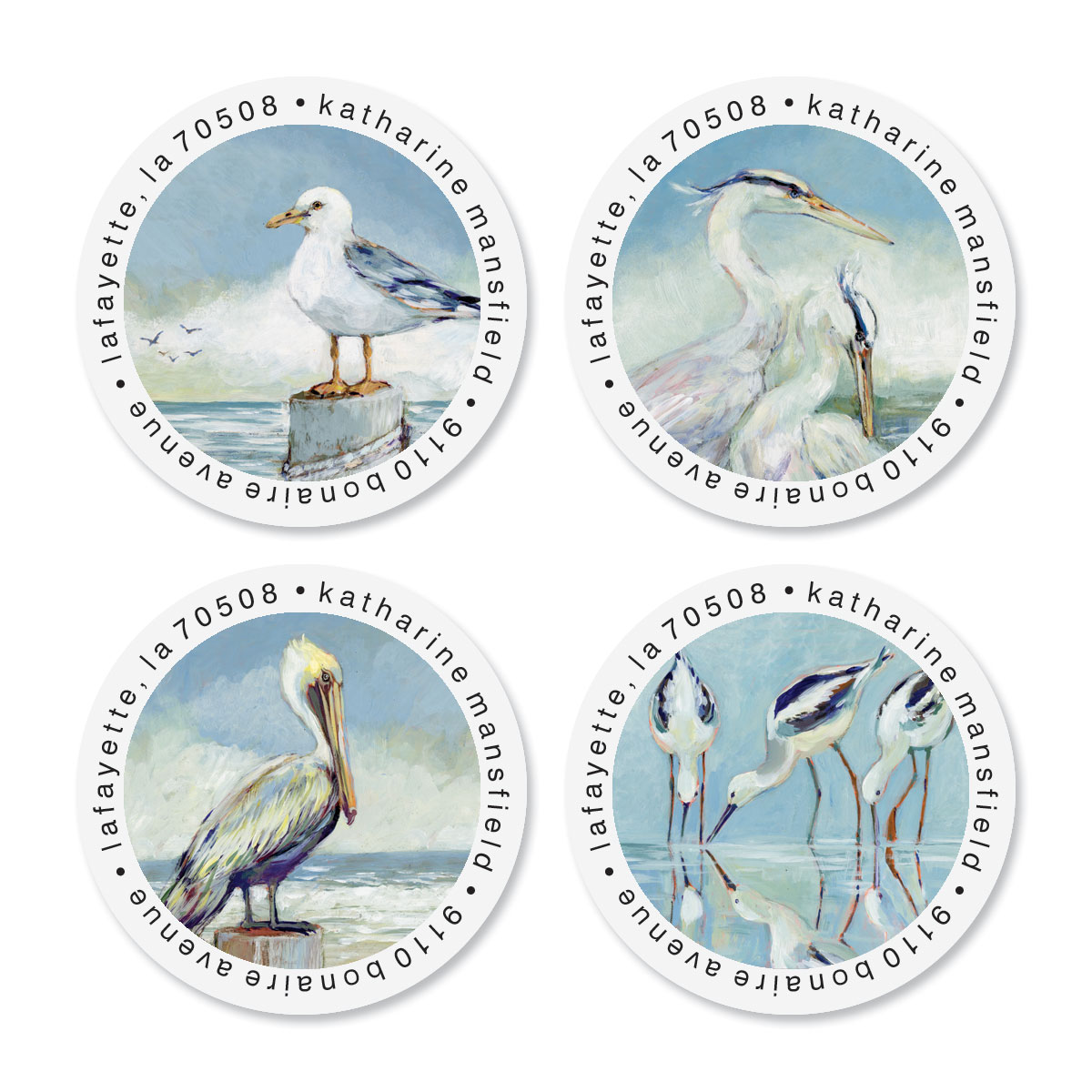 Coastal Shores Round Return Address Labels (6 Designs) | Current Catalog