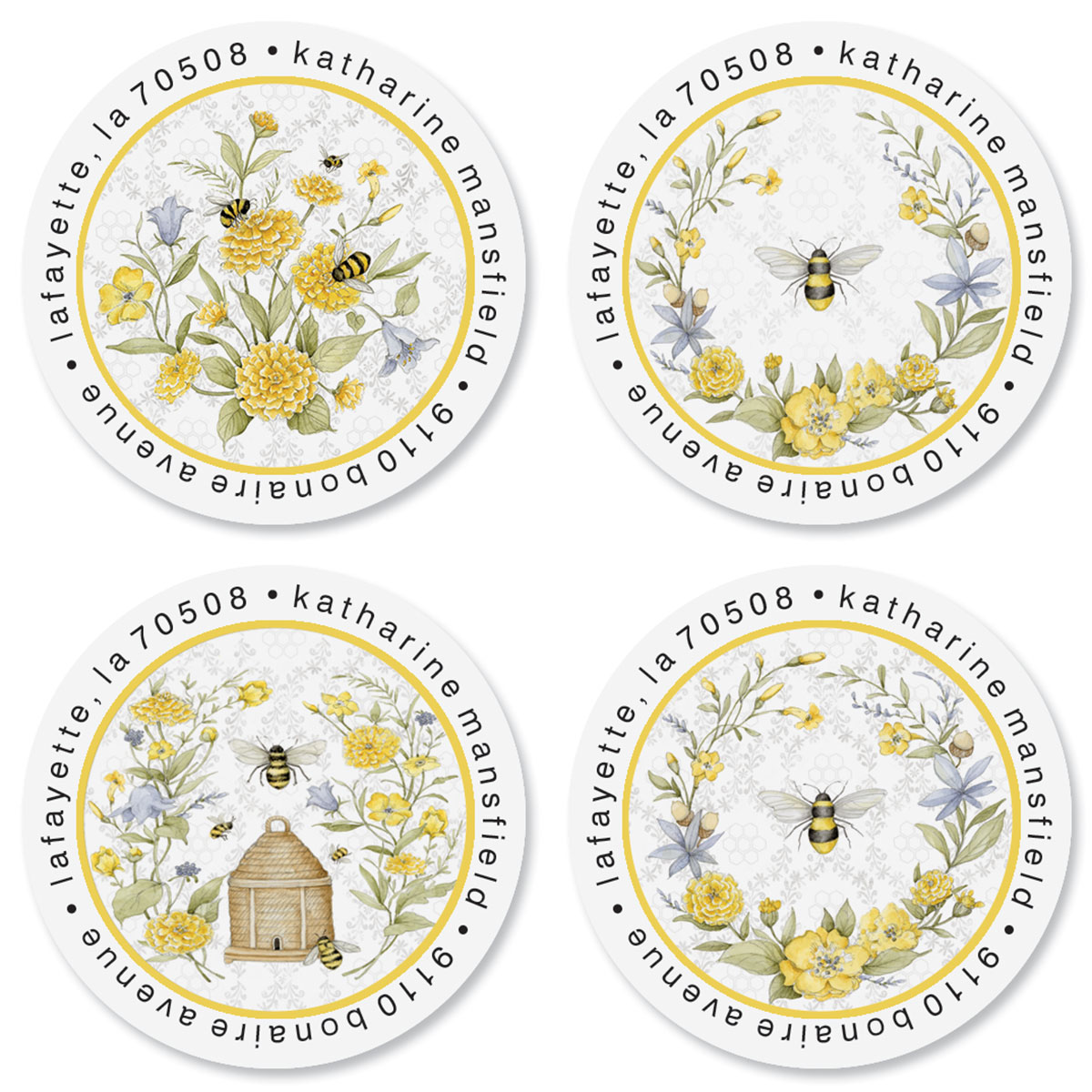 Summer Bee Round Address Labels (4 Designs) | Current Catalog