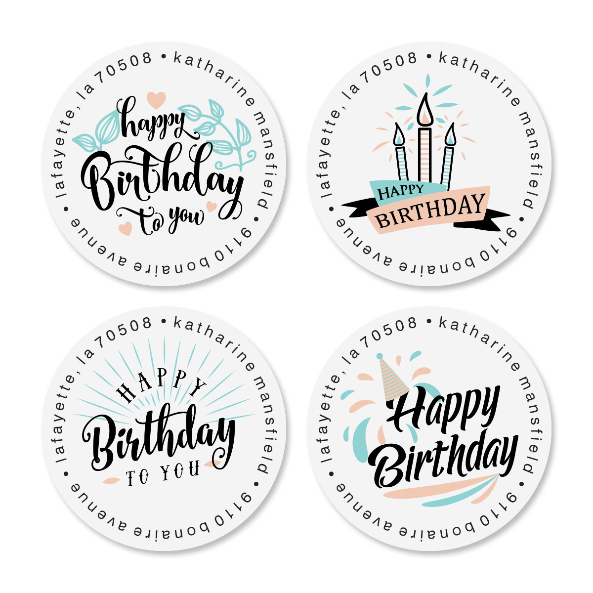 Birthday Bash Round Address Labels (6 Designs) | Current Catalog