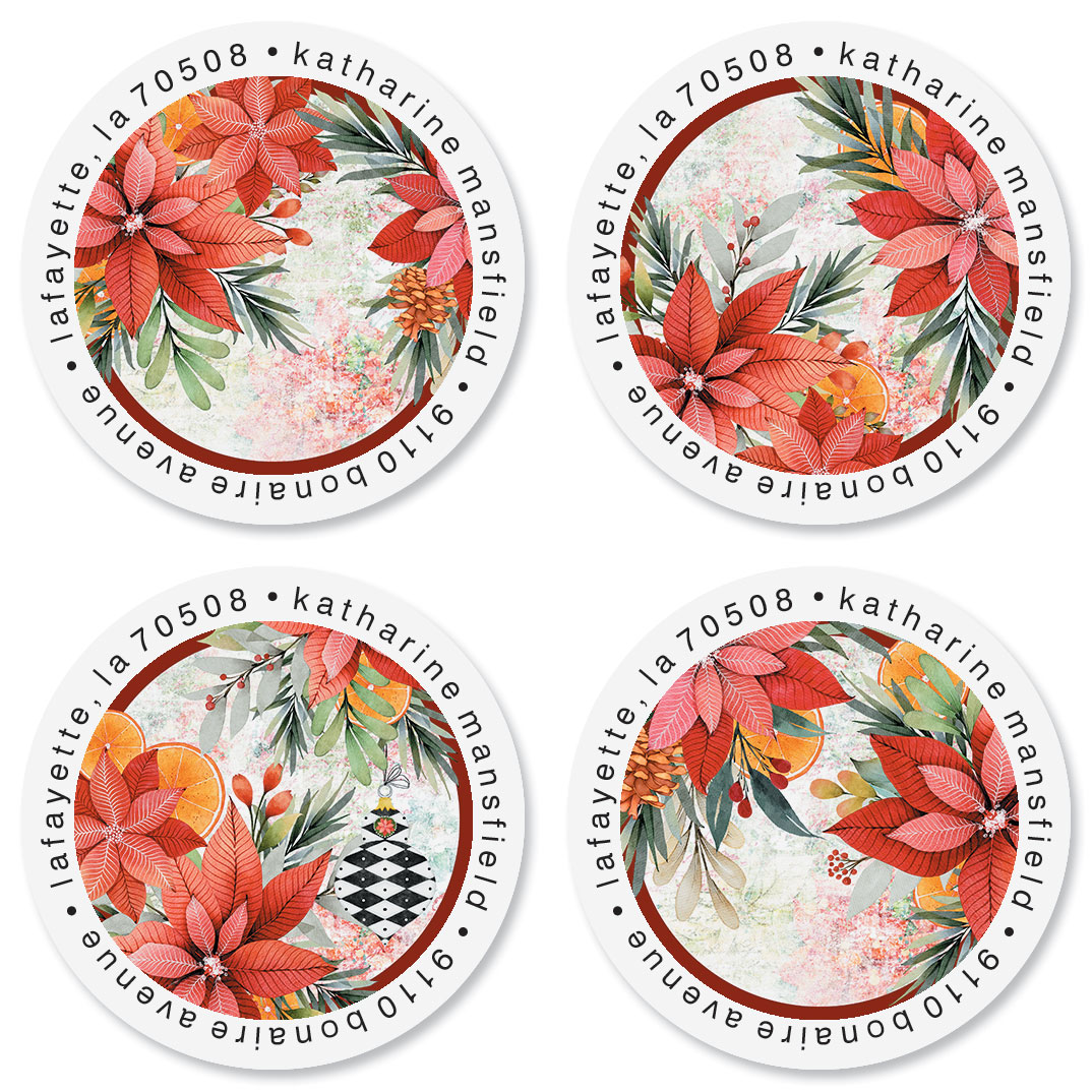 Christmas Tidings Round Address Labels (4 Designs) | Current Catalog