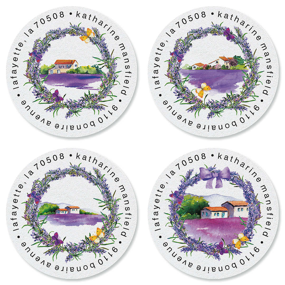 Purple Coast Round Address Labels (4 Designs) | Current Catalog