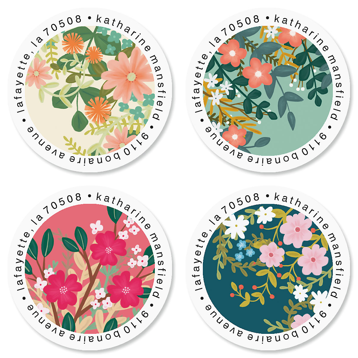 Bloom Round Address Labels (4 Designs) | Current Catalog