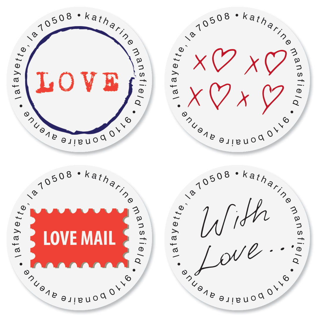 Stamped With Love Round Return Address Labels (4 Designs) | Current Catalog