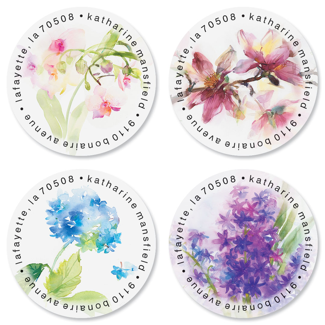 Soft Florals Round Address Labels (6 Designs) | Current Catalog