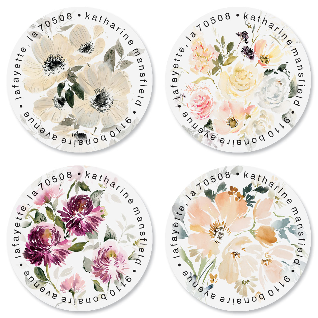 Spring Bloom Round Address Labels (8 Designs) | Current Catalog