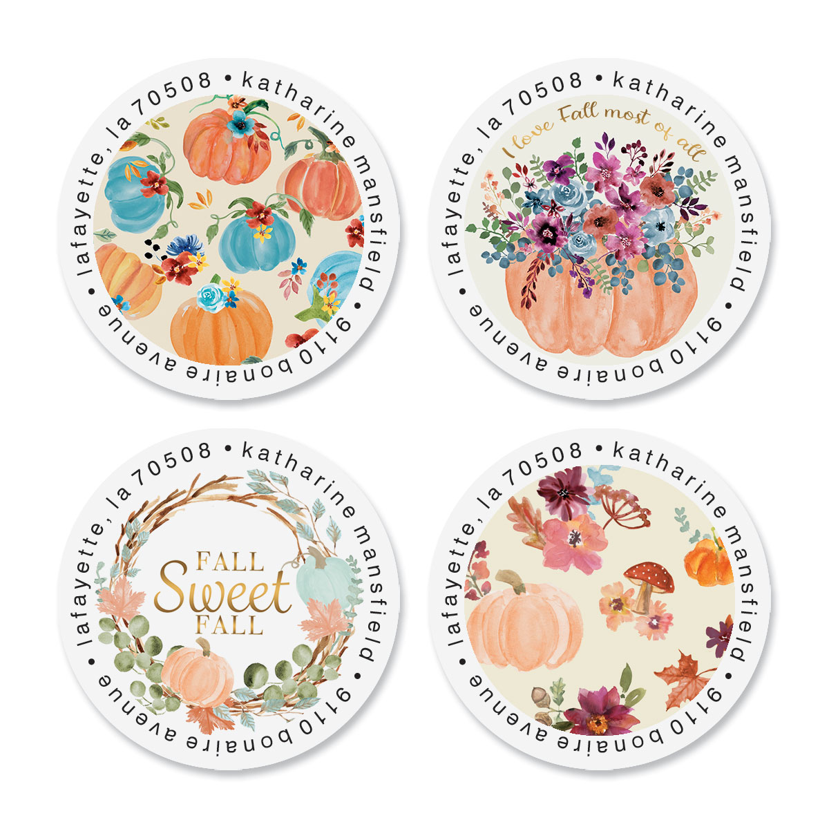 Sweet Fall Round Address Labels (4 Designs) | Current Catalog