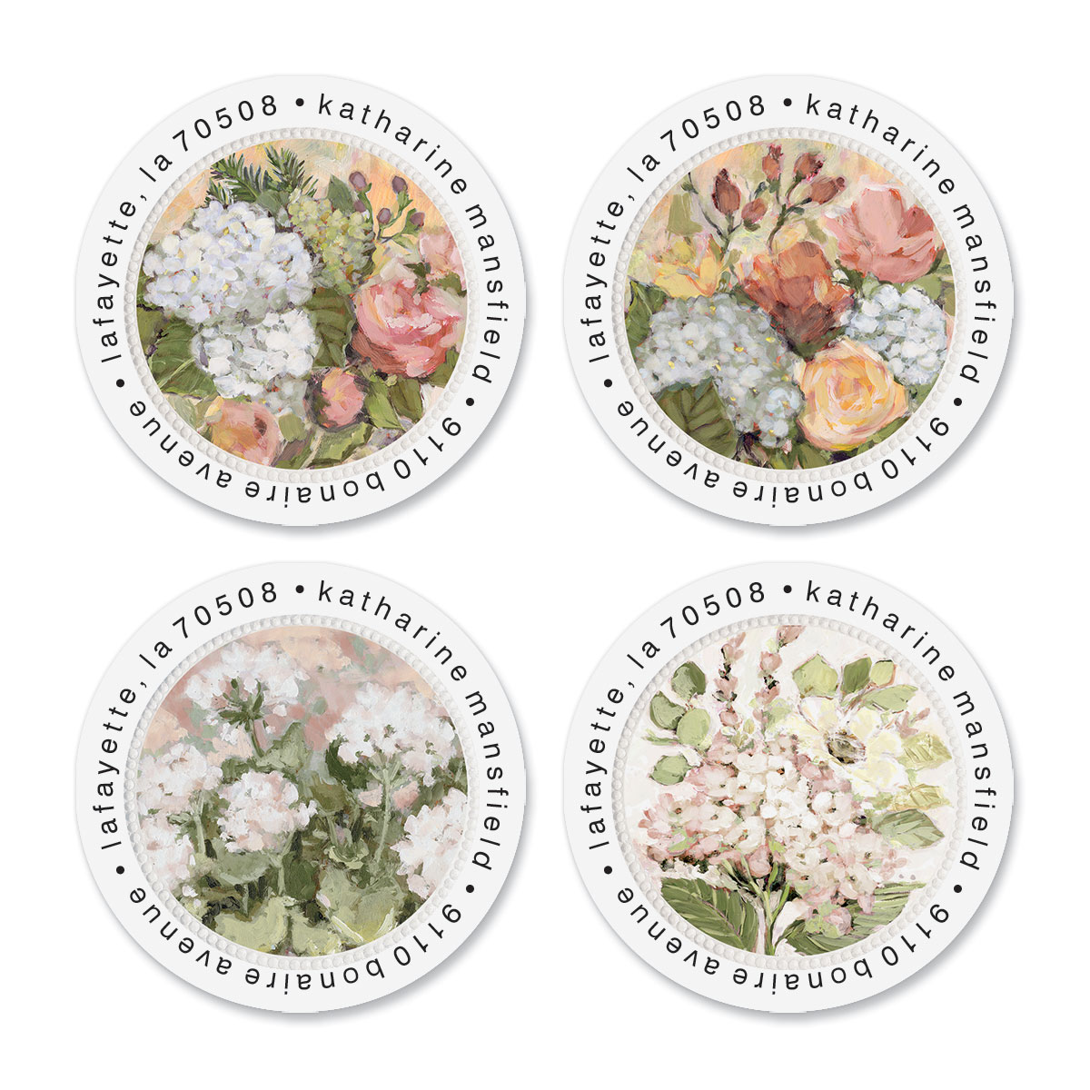 Hydrangea Terrace Round Address Labels G1325 | Current Catalog