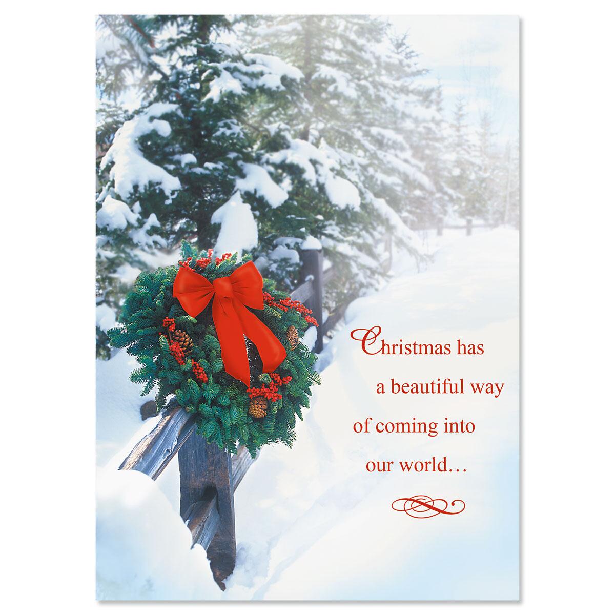 Holiday Wreath Religious Christmas Cards | Current Catalog