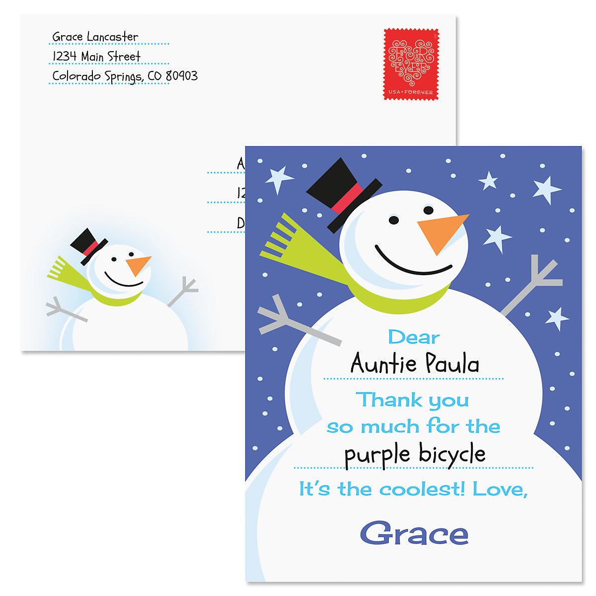 Snowman Thank You Cards
