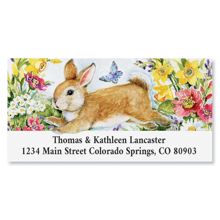 Spring Floral Bunny Deluxe Address Labels | Current Catalog