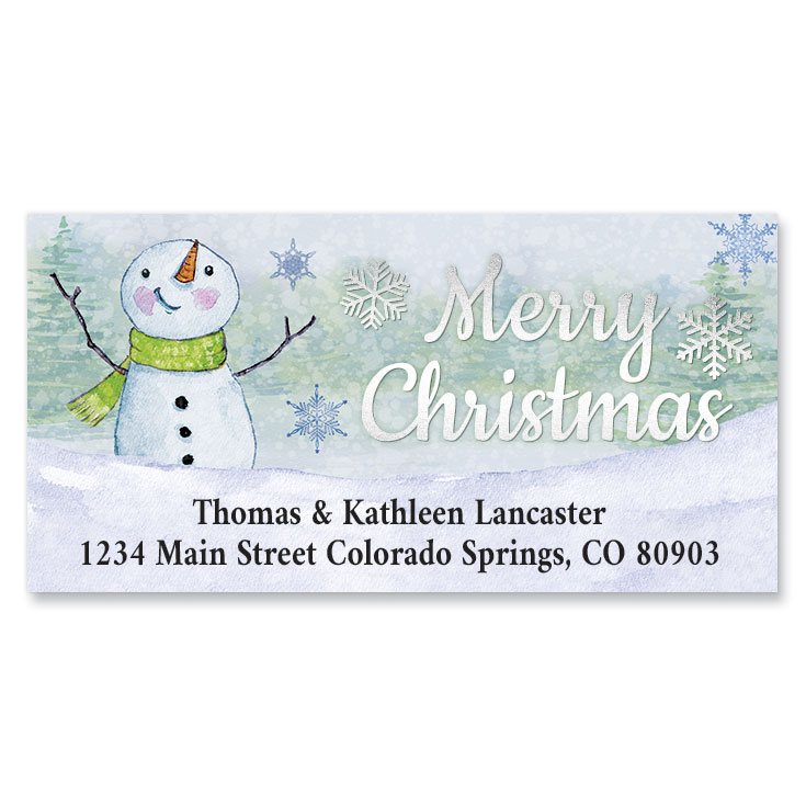 Snowflake Snowman Deluxe Address Labels | Current Catalog