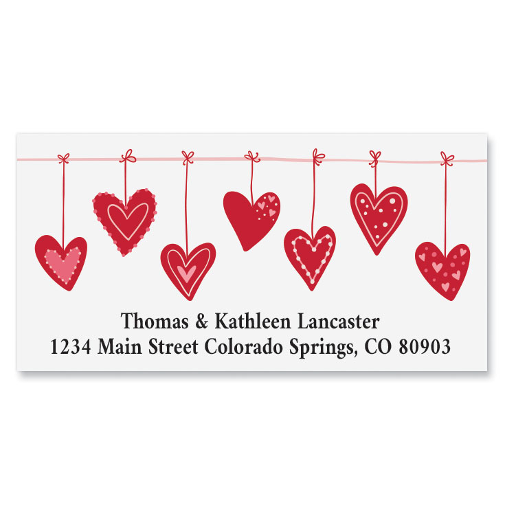 Hanging Hearts Deluxe Address Labels | Current Catalog