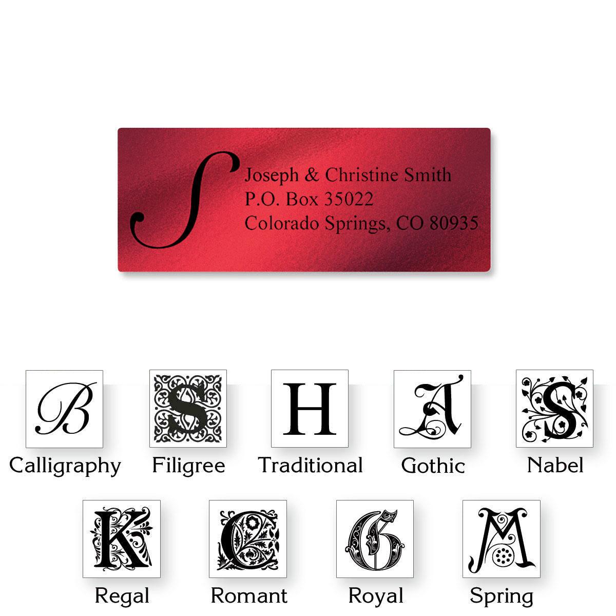 Monogram Red Foil Address Labels | Current Catalog