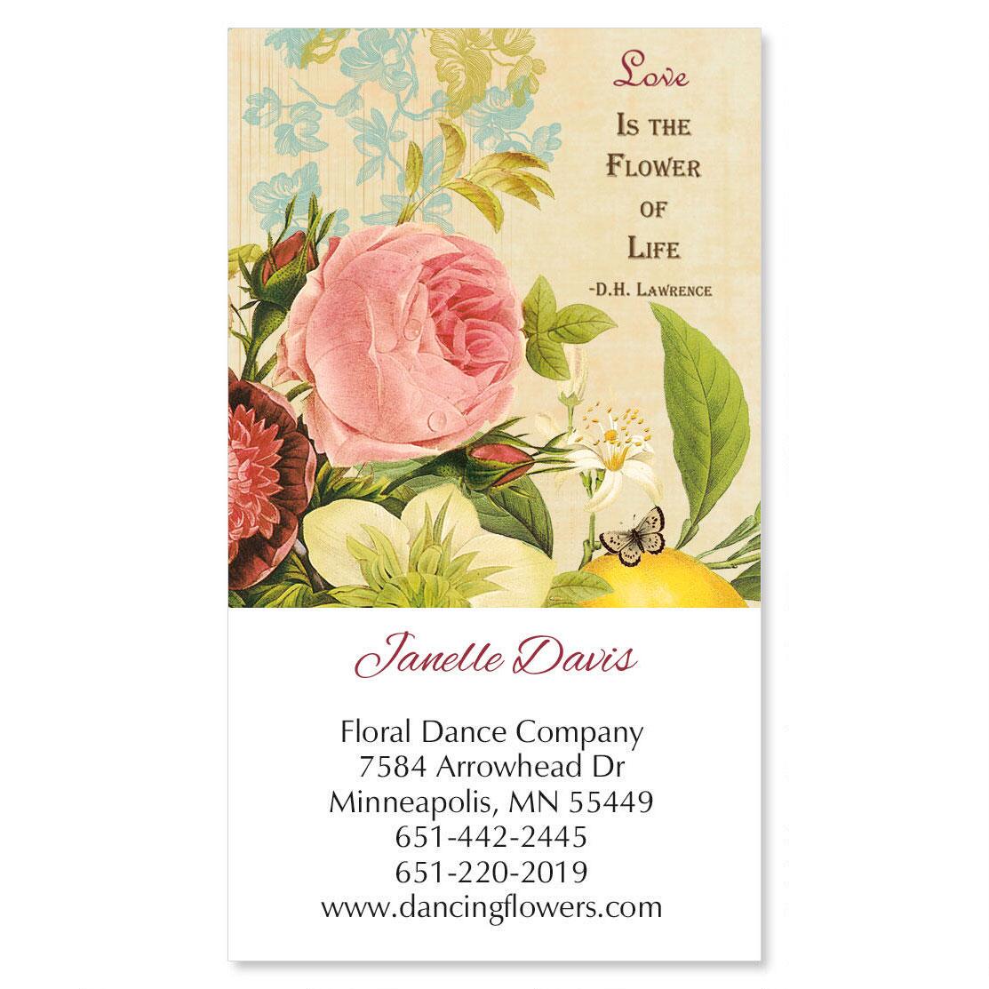 Natures Flora Vertical Calling Card | Current Catalog