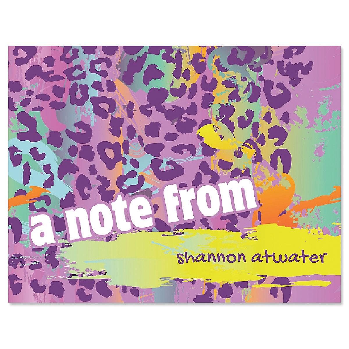 Neon Cheetah Personalized Note Cards | Current Catalog