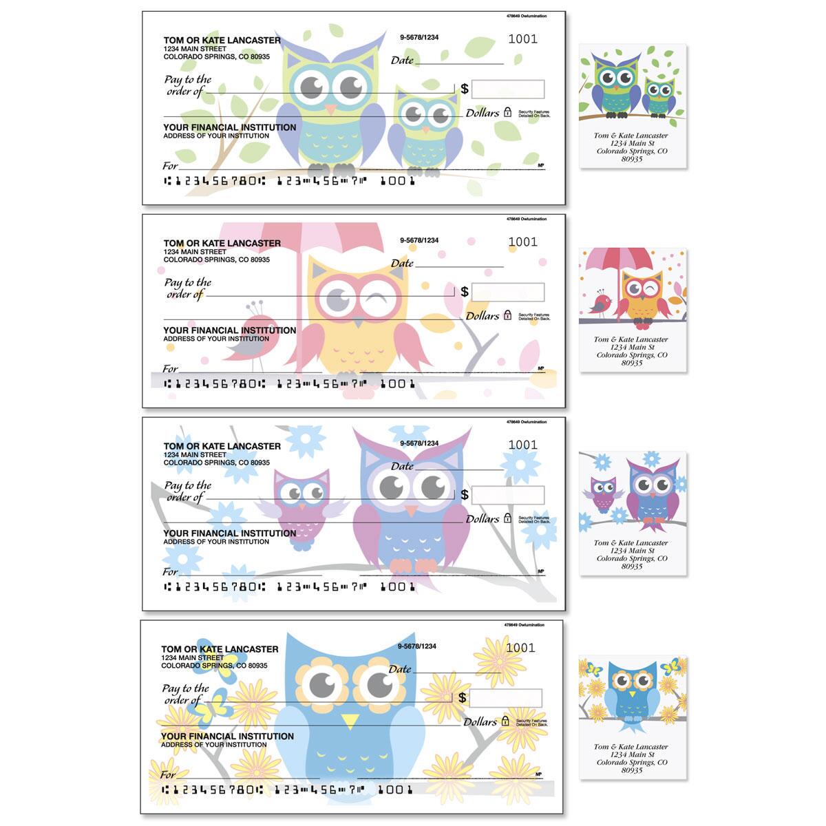 Owluminations Single Checks with Matching Address Labels | Current Catalog