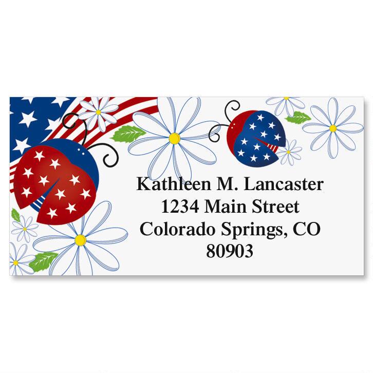 Patriotic Ladybug Border Address Labels | Current Catalog