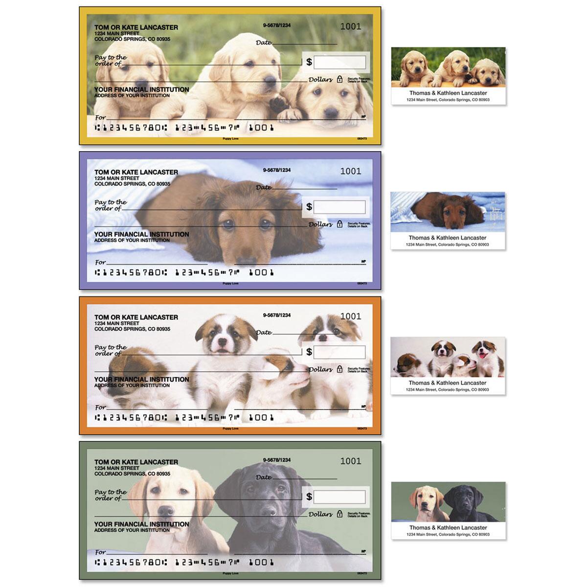 Puppy Love Single Checks with Matching Address Labels | Current Catalog