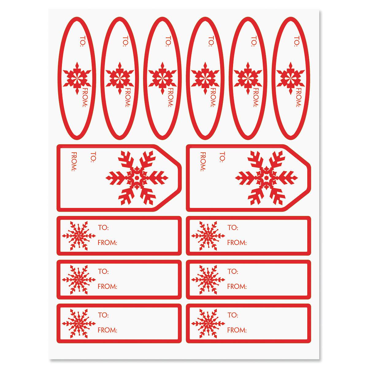 Red Snowflake Gift Wrap To/From Labels | Current Catalog