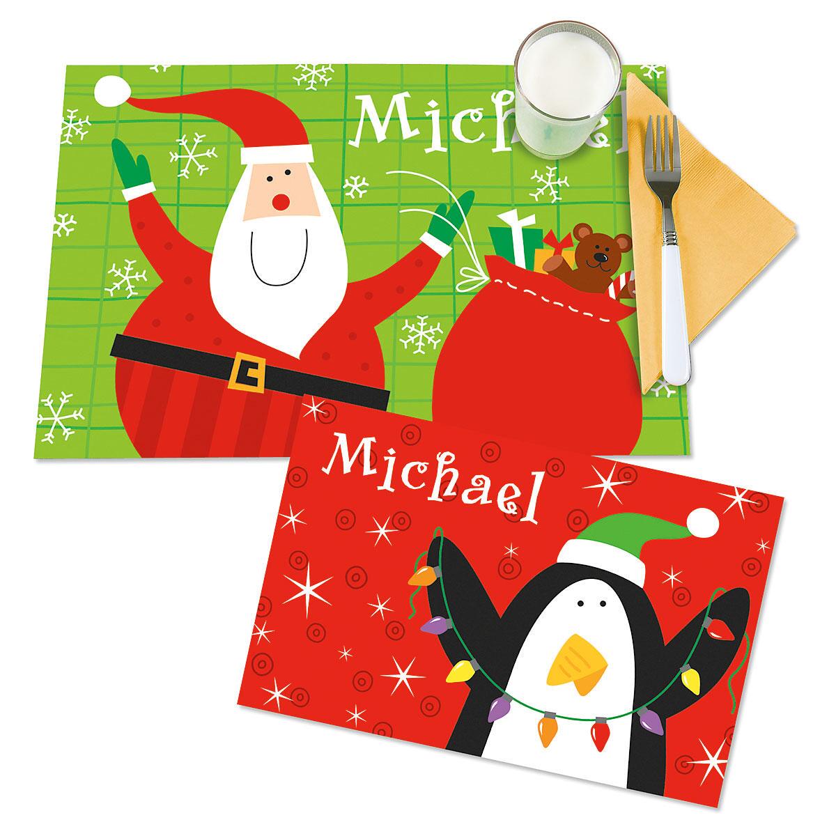 Santa/Penguin Kids' Personalized Christmas Placemat | Current Catalog
