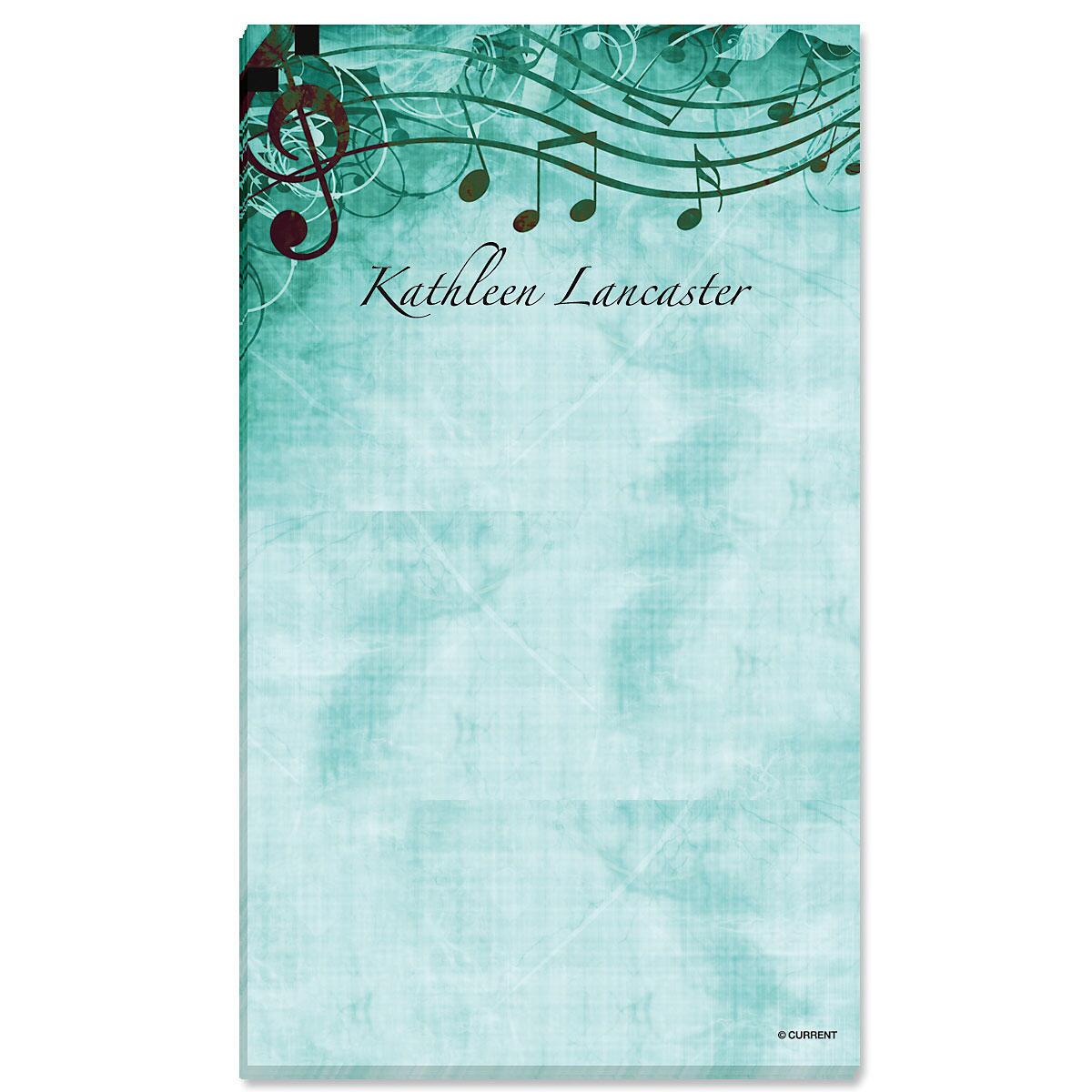 Sheet Music Aqua Personalized Notepads | Current Catalog