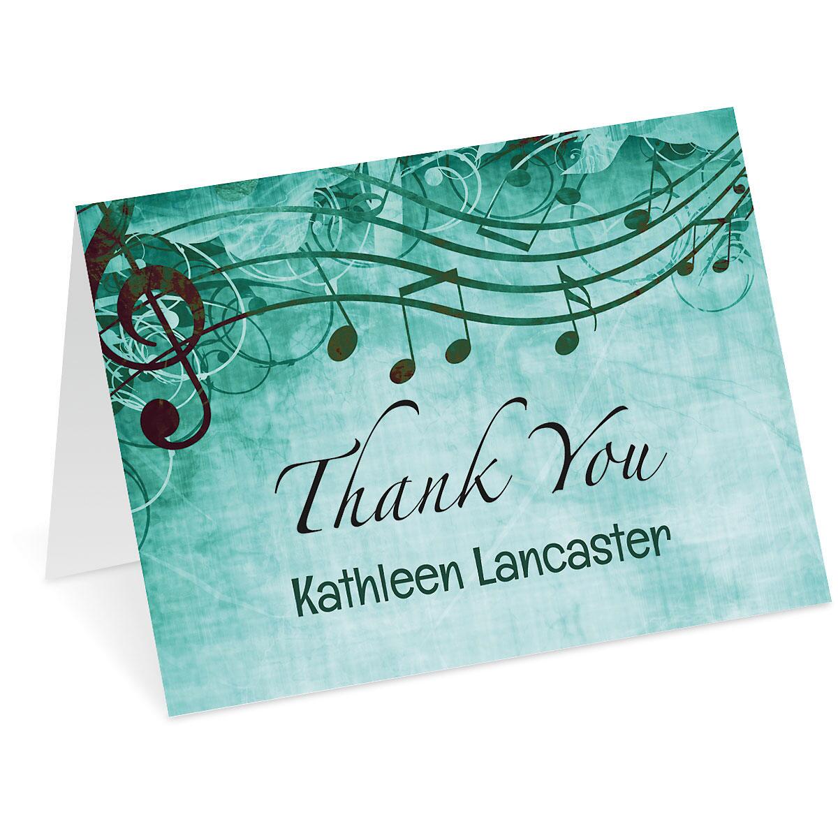 Sheet Music Aqua Personalized Thank You Note Cards | Current Catalog