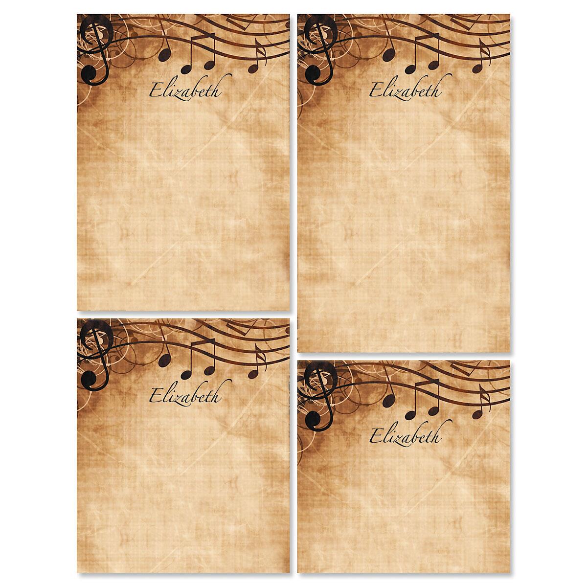 Sheet Music Brown Personalized Notepad Set | Current Catalog