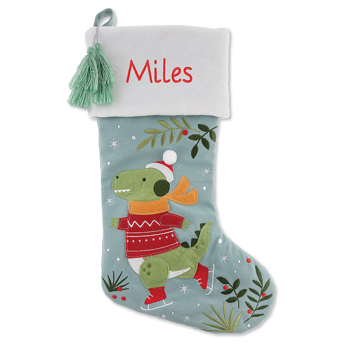 Personalized Embroidered Dino Stocking by Stephen Joseph | Current Catalog