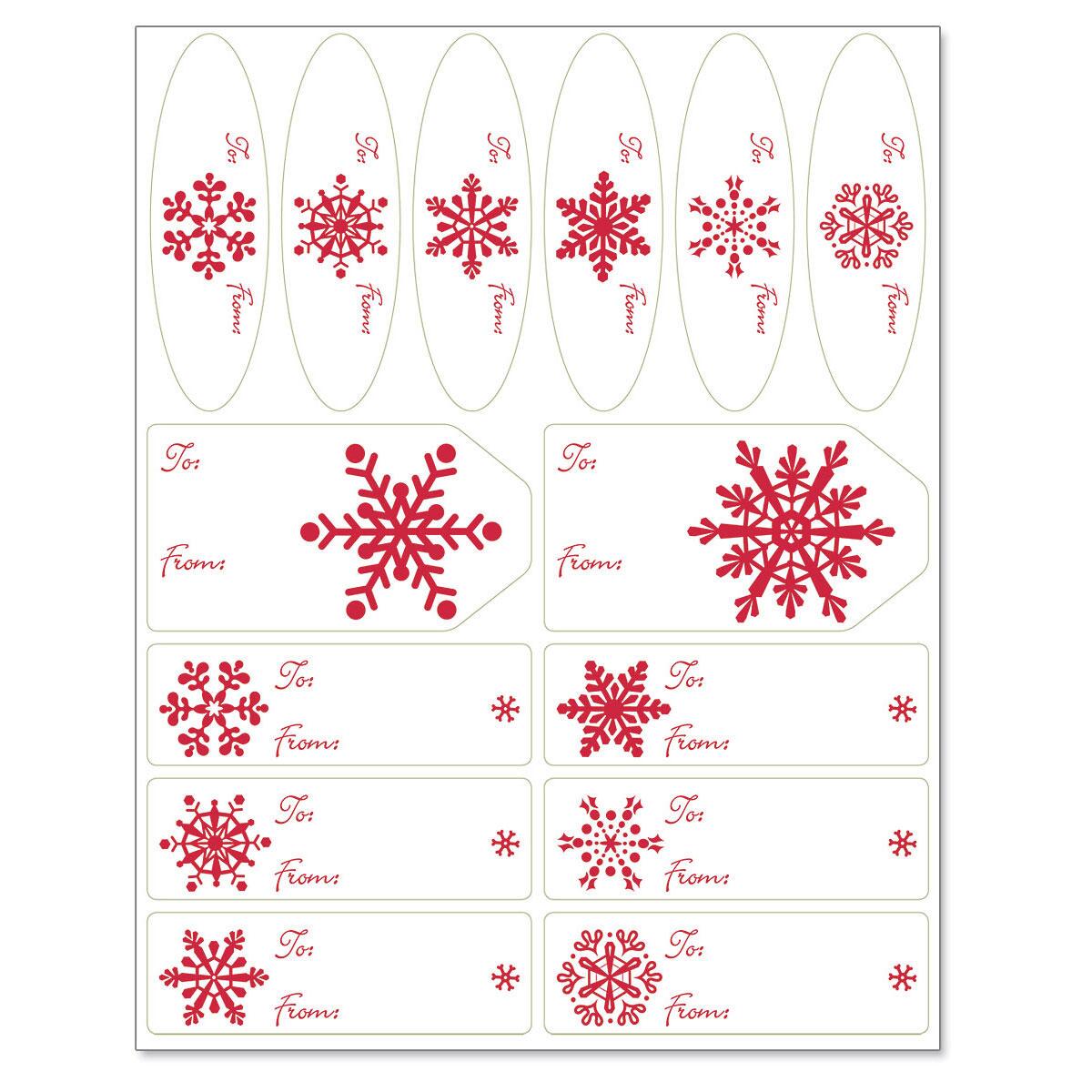 Red Snowflakes Gift Wrap To/From Labels | Current Catalog