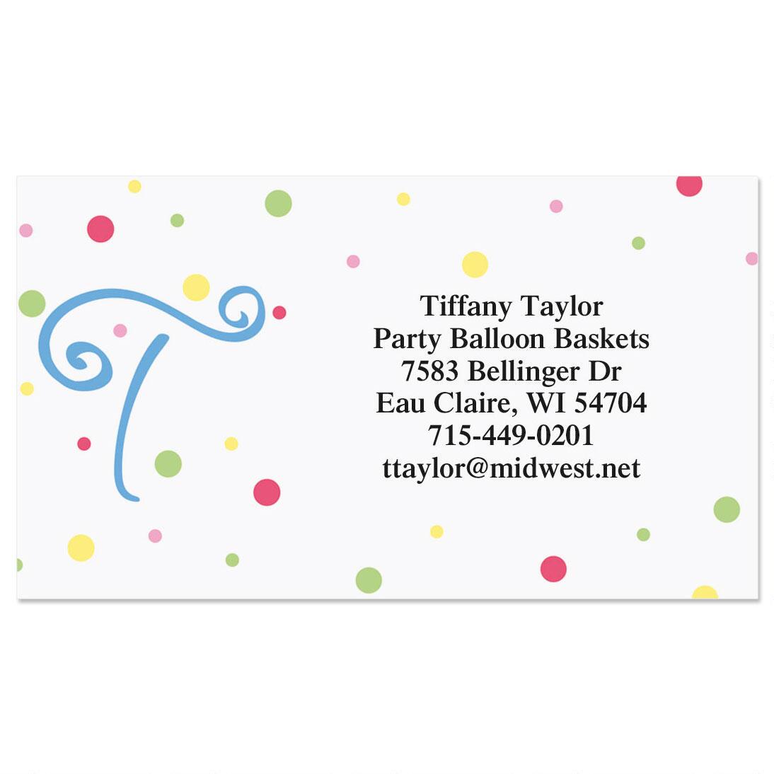 Splatter Dot Initial Designer Business Cards | Current Catalog