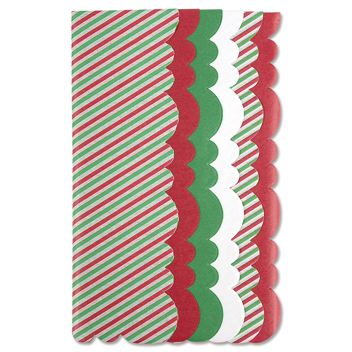 Santa Stripe Scalloped Edge Tissue Paper Sheets | Current Catalog