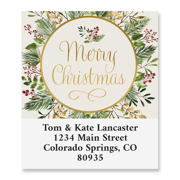 Merry Christmas Wreath Select Address Labels | Current Catalog